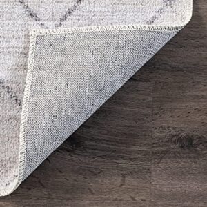 nuLOOM Regan Modern Geometric Machine Washable Area Rug, 5' x 8', Light Grey