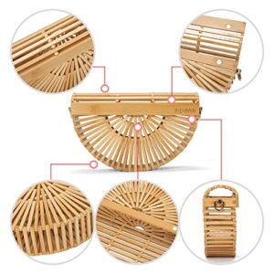 Women's Bamboo Clutches Fashion Tasteful Basket Bags Handmade Trendy Style Tote Bag