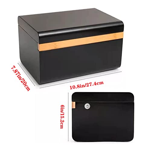 LIUDONG Premium Bamboo Storage Chest with Movable Tray, Black Deluxe Gift Box and Herbal Supply Box, with Removable Tray and Lock Wood Storage Set with Lock,Wood