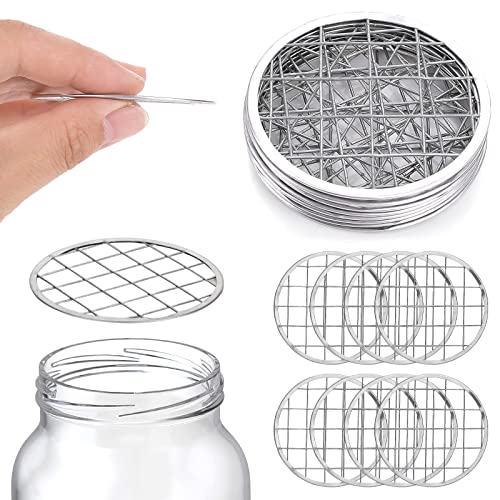 ASTER 8 Pieces Mason Jar Flower Insert Lid for Wide Mouth Canning Jars Flower Lid Insert with Square Grids for Fixing Plants Flower Arrangement, Vase Decoration Accessories