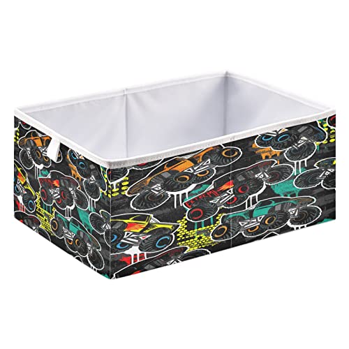 Kigai Collapsible Storage Basket,Monster Truck Car Foldable Fabric Bins Shelves Toy Storage Box Closet Organizers for Nursery,Utility Room, Storage Room273