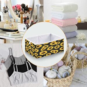 Kigai Cube Storage Bin Sunflower Black Foldable Storage Basket Toy Storage Box for Home Organizing Shelf Closet Bins, 11 x 11 x 11-Inch