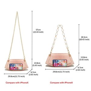 FOXLOVER Split Leather Shoulder Bags Crossbody Purses for Women Fashion Crocodile Hobo Bag Ladies Handbag and Purse (Pink)