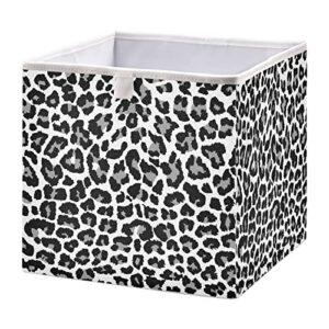 kigai storage basket black and white leopard foldable storage bin 11 x 11 x 11 inches cube storage baskets box for shelves closet laundry nursery bedroom home decor