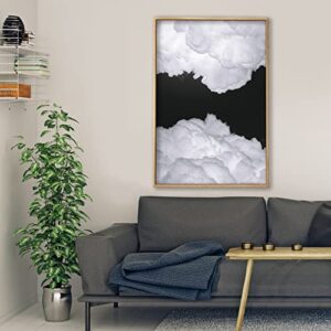 Zzuyi Framed Canvas Print Wall Art Black White Grayscale Cloud Sky Landscape Modern Art Scenic Colorful for Living Room, Bedroom, Office- 12"x16" Natural