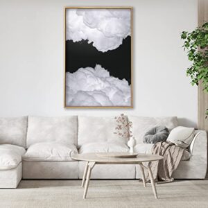 Zzuyi Framed Canvas Print Wall Art Black White Grayscale Cloud Sky Landscape Modern Art Scenic Colorful for Living Room, Bedroom, Office- 12"x16" Natural