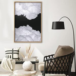 Zzuyi Framed Canvas Print Wall Art Black White Grayscale Cloud Sky Landscape Modern Art Scenic Colorful for Living Room, Bedroom, Office- 12"x16" Natural