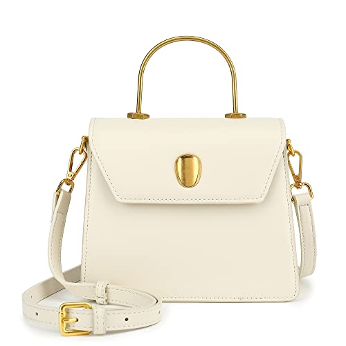 Scarleton Gold Top Handle Satchel Purses for Women, Handbags for Women, Crossbody Bags for Women, Shoulder Bag Purse Mini, H208402 - White