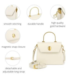 Scarleton Gold Top Handle Satchel Purses for Women, Handbags for Women, Crossbody Bags for Women, Shoulder Bag Purse Mini, H208402 - White