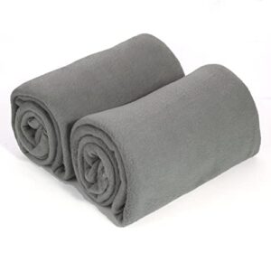 pasanfo 50×60 inch cozy soft fleece throw blanket (pack of 2, grey color)