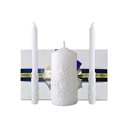 Unity Candles for Wedding Ceremony Set, Wedding Accessories for Reception Ceremony - Wedding Gifts - Candle Sets - 5.5 Inch Pillar and Two 9.8 Inch Tapers