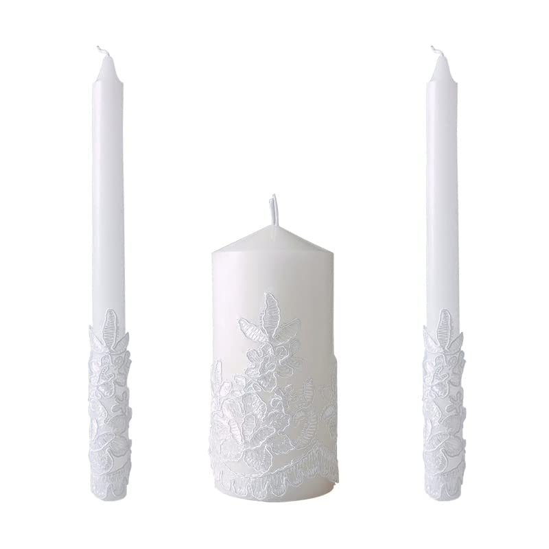 Unity Candles for Wedding Ceremony Set, Wedding Accessories for Reception Ceremony - Wedding Gifts - Candle Sets - 5.5 Inch Pillar and Two 9.8 Inch Tapers