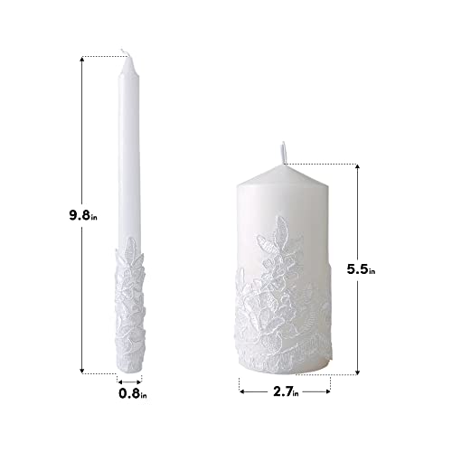 Unity Candles for Wedding Ceremony Set, Wedding Accessories for Reception Ceremony - Wedding Gifts - Candle Sets - 5.5 Inch Pillar and Two 9.8 Inch Tapers