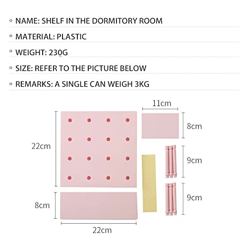 JHTPSLR DIY Shelves for Wall 8.7 inch Cute Kawaii Wall Storage Racks and Shelving No Drill No Damage Shelf Rack Multi-Layer Easy Assembling for Teen Girls Room Bedroom Dorm Balcony (Pink)