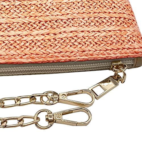 Beurlike Straw Clutch Purses for Women Beach Wristlet Wallet Small Cross body bag for Girls(Brown)