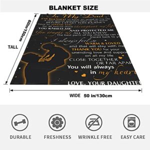 Fathers Gifts Day, Gifts for Dad from Daughter & Son, Warm Soft Double-Side Flannel Throw Blankets, Birthday Gift for Dad, Letter Blanket to Stepfather Fit for Sofa Bedroom, 50" x 60"