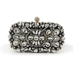 kuang! women beaded clutch evening bag fashion rhinestone diamond wedding handbag bridal purse for party