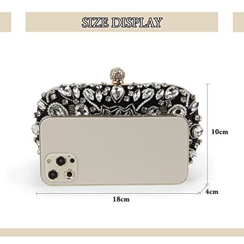 KUANG! Women Beaded Clutch Evening Bag Fashion Rhinestone Diamond Wedding Handbag Bridal Purse for Party