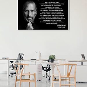 Picofyou 16x24 Here's To The Crazy One's Poster Large; Motivational Quote Posters; Jobs Inspirational Entrepreneurial Wall Art Print Home Office Decor - Encouraging Gift for Boss (Unframed)