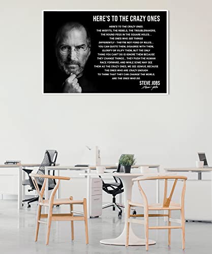 Picofyou 16x24 Here's To The Crazy One's Poster Large; Motivational Quote Posters; Jobs Inspirational Entrepreneurial Wall Art Print Home Office Decor - Encouraging Gift for Boss (Unframed)