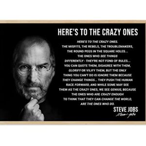 Picofyou 16x24 Here's To The Crazy One's Poster Large; Motivational Quote Posters; Jobs Inspirational Entrepreneurial Wall Art Print Home Office Decor - Encouraging Gift for Boss (Unframed)