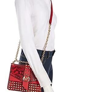 Greenwich Small Studded Snake Embossed Leather Crossbody Bag