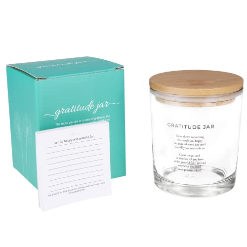 PureRejuva Personal Gratitude Jar with Note Cards, Inspiring and Motivational Self-Reflection Tool for Daily Affirmations, Beliefs, and Goals, Increase Happiness, Reduce Stress, Refocus Lifestyle