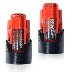 bdreer 2 pack 3000mah 12v lithium ion replacement battery compatible with milwaukee m12 battery 48-11-2401 48-11-2402 48-11-2411 48-11-2420 12-volt cordless tools