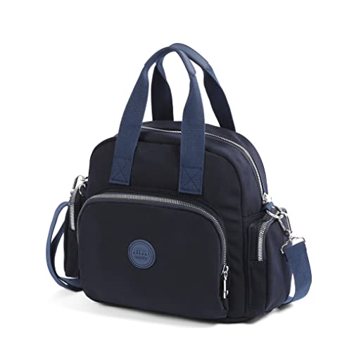 2 IN 1 Womens Nylon Casual Tote Bag Backpack Crossbody Shoulder Bag Handbag With Adjustable Strap Waterproof (Navy blue)