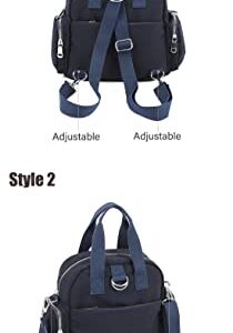 2 IN 1 Womens Nylon Casual Tote Bag Backpack Crossbody Shoulder Bag Handbag With Adjustable Strap Waterproof (Navy blue)