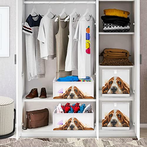 Basset Hound Storage Basket Storage Bin Rectangular Collapsible Toy Boxs Clothes Toys Bin Organizer for Home Toys Clothes Kids