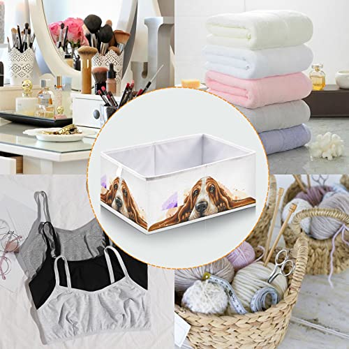 Basset Hound Storage Basket Storage Bin Rectangular Collapsible Toy Boxs Clothes Toys Bin Organizer for Home Toys Clothes Kids