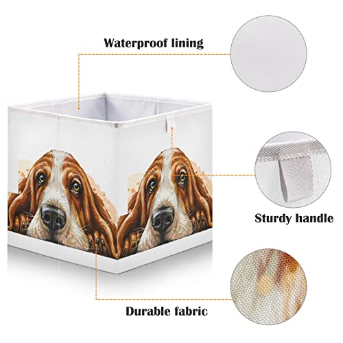 Basset Hound Storage Basket Storage Bin Rectangular Collapsible Toy Boxs Clothes Toys Bin Organizer for Home Toys Clothes Kids