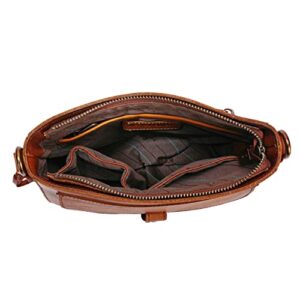 Montana West Genuine Leather Crossbody Bags for Women Vintage Studded Purse Brown MWG02-9065BR