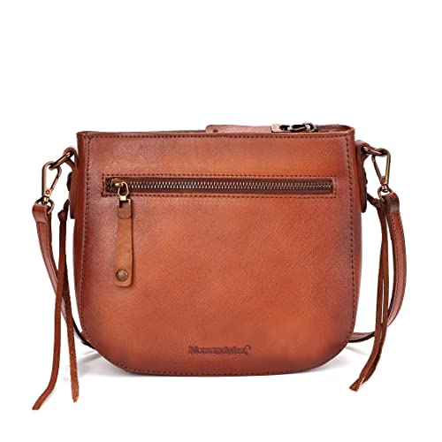 Montana West Genuine Leather Crossbody Bags for Women Vintage Studded Purse Brown MWG02-9065BR