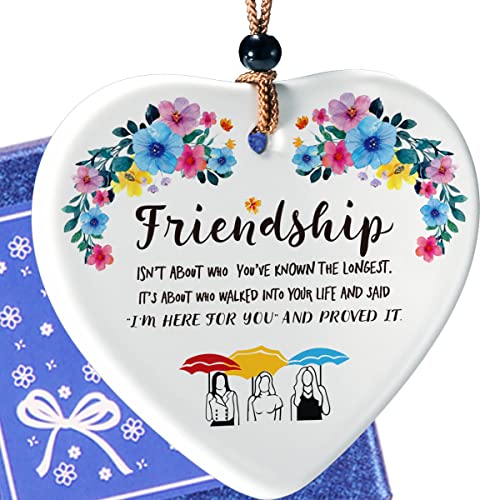 Friendship Gifts for Women Best Friends Ornament Keepsake Heart Ceramic Plaque Birthday for BFF Bestie Soul Sister