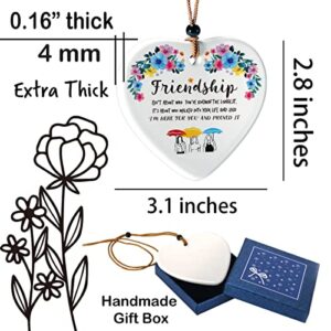 Friendship Gifts for Women Best Friends Ornament Keepsake Heart Ceramic Plaque Birthday for BFF Bestie Soul Sister