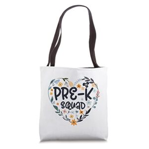 cute pre-k squad school admin appreciation back to school tote bag