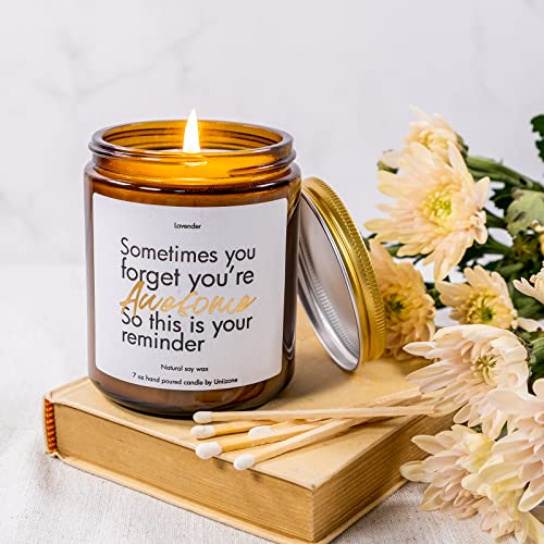 You are Awesome, Thank You Candle Gifts, Inspirational Valentines Gifts for Women, Men, Best Friend, Funny Appreciation Birthday Candle Gifts for Nurse, Coworkers, Sister -Lavender 7oz