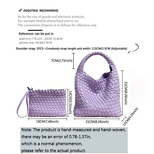 JINMANXUE 2 Pcs Handmade Woven Handbags For Women Shoulder Bag Female Fashion Beach Crossbody Purses Ladies Bucket Bag (Milk tea)