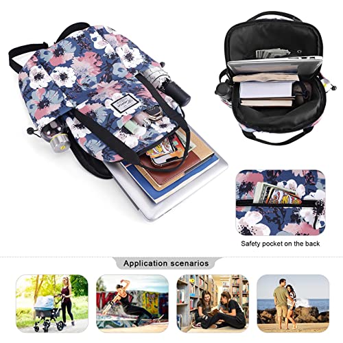 KAMO Women Fashion Backpack Purse Multi Pockets Original Print Daypack Casual Sling Bag for Women Girls