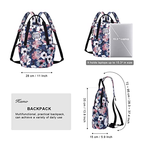 KAMO Women Fashion Backpack Purse Multi Pockets Original Print Daypack Casual Sling Bag for Women Girls