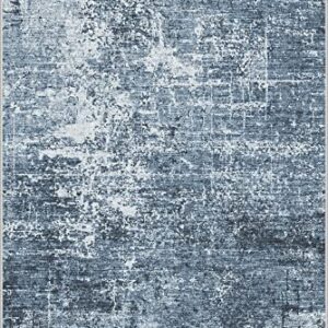 Dripex Modern Abstract Collection Area Rug, Washable 4x6 Rug Soft Fluffy Indoor Carpet Area Rugs for Living Room Bedroom Kids Rooms, Dark Blue Non-Slip Faux Fur Throw Rug Floor Mats for Home