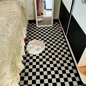 Classic Retro Black and White Checkered Rugs for Addition to Formula Room 48”x32”, Durable Soft Shag Carpets with Mackenzie Childs Look (48"x32")