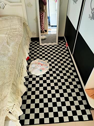 Classic Retro Black and White Checkered Rugs for Addition to Formula Room 48”x32”, Durable Soft Shag Carpets with Mackenzie Childs Look (48"x32")