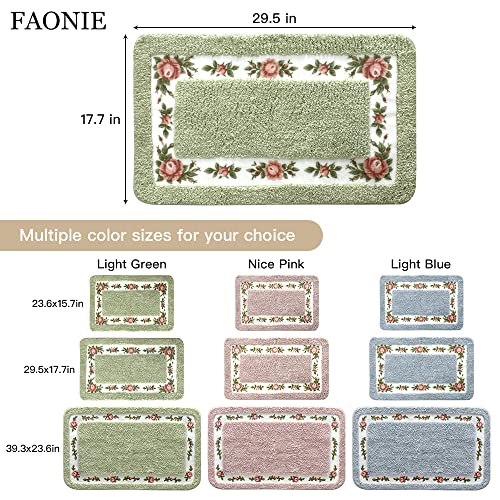 FAONIE Pretty Floral Rural Style Romantic Rose Flower Rug Shaggy Area Rugs Soft Non-Slip Doormat Floor Mat Bath Mat Bathroom Shower Rug Bedroom Living Room Carpet (Nice Pink, M)