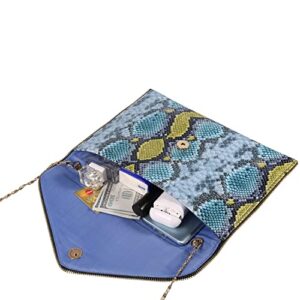 Women Fashion Snakeskin Pattern Clutch Handbag Envelope Bag Chain Shoulder Bag Evening Party Bag