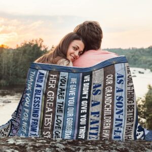 to Son in Law Gift Blanket Birthday Gift Ideal for Son-in-Law Throw from Mother in Law Blankets Soft Warm 50" X 60"