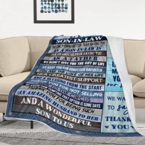 to Son in Law Gift Blanket Birthday Gift Ideal for Son-in-Law Throw from Mother in Law Blankets Soft Warm 50" X 60"