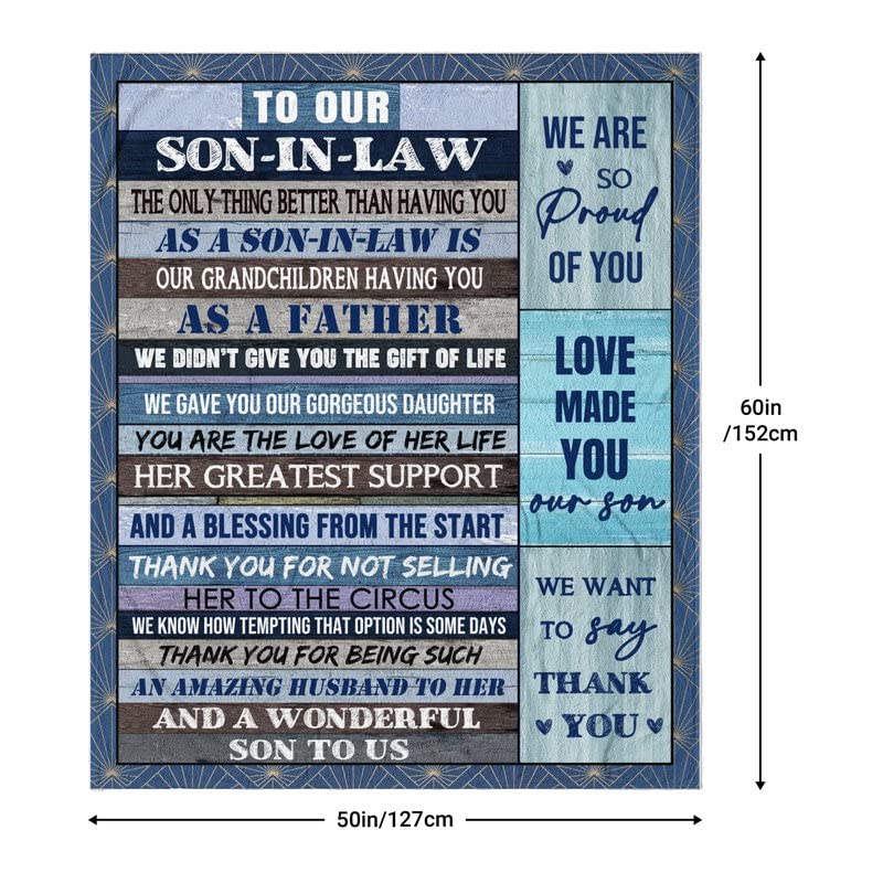 to Son in Law Gift Blanket Birthday Gift Ideal for Son-in-Law Throw from Mother in Law Blankets Soft Warm 50" X 60"